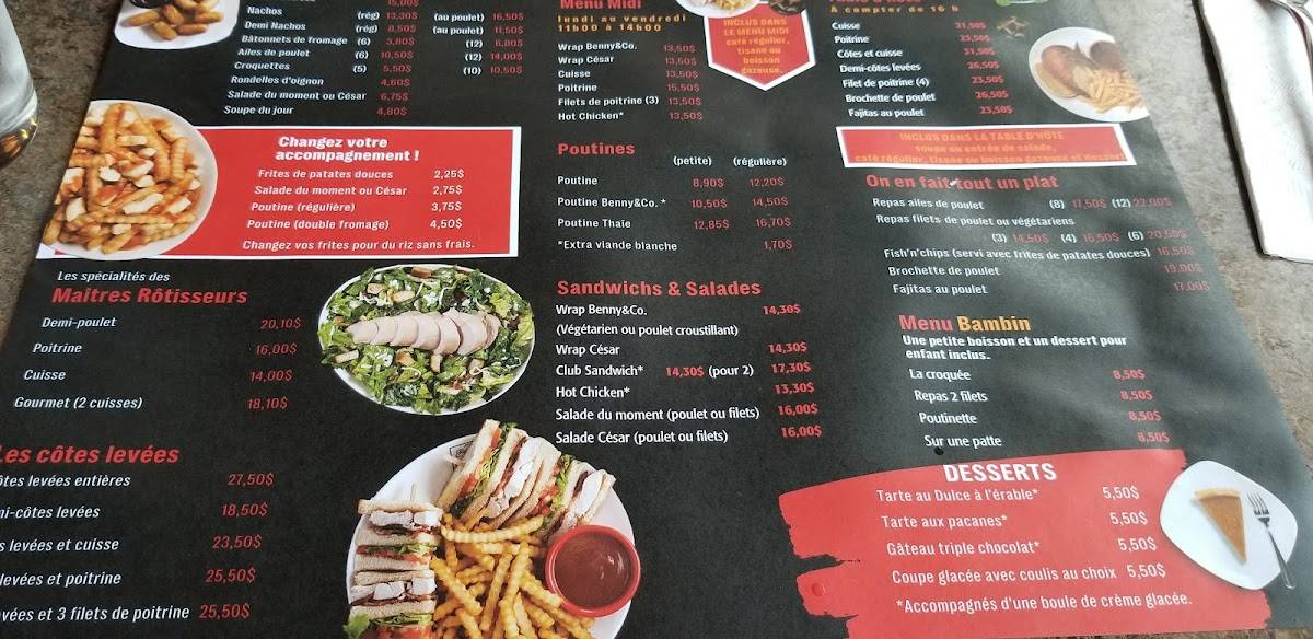 Menu au Benny&Co. BBQ, Joliette, 515 Bd Dollard