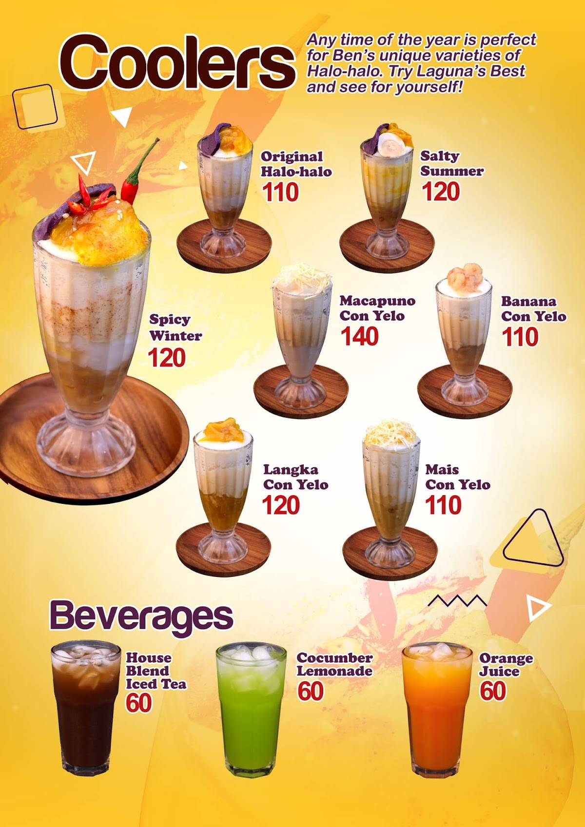 Menu at Ben's Halo Halo Ice Cream Muñoz Branch restaurant, Science City ...