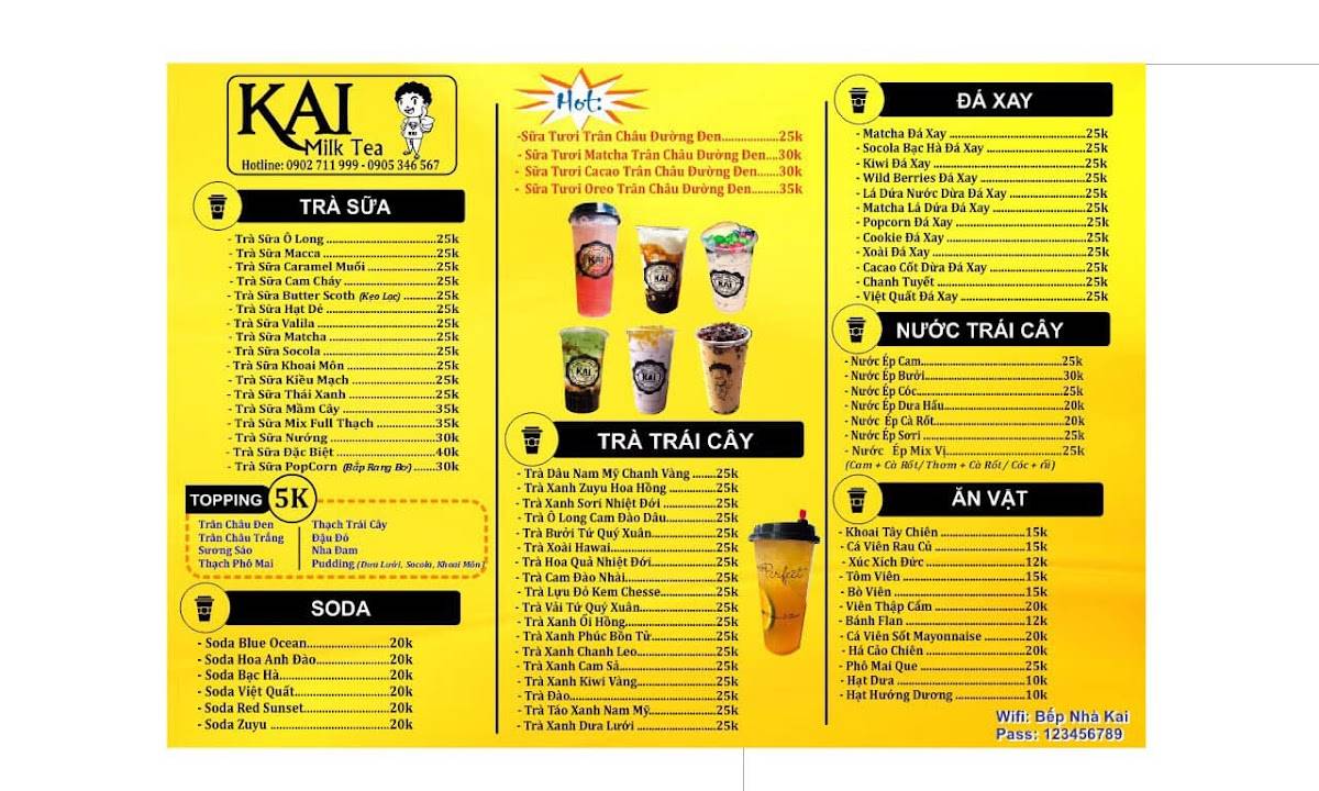 Menu at Bếp Nhà Kai restaurant, Vietnam