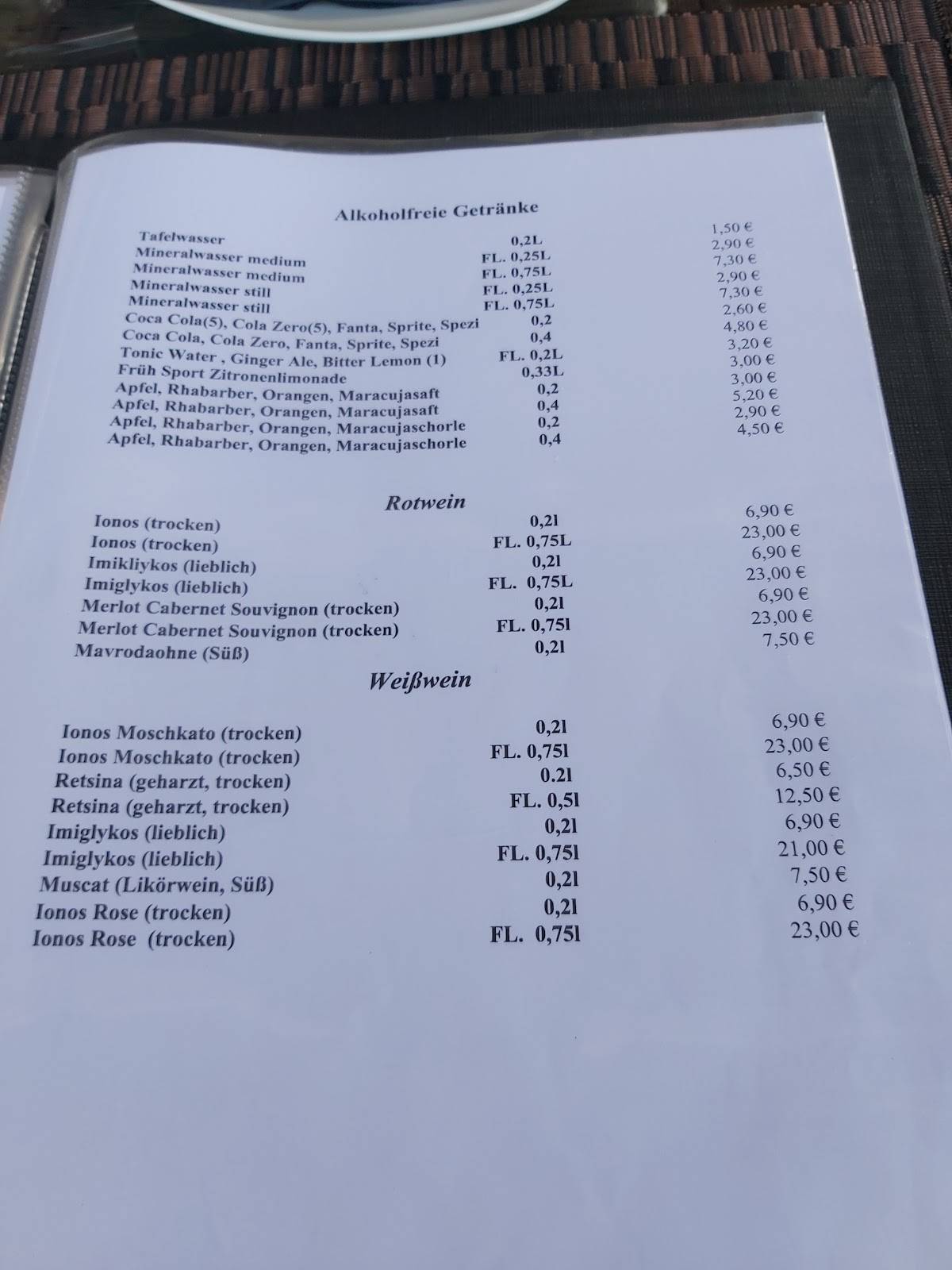 Speisekarte von Nostos Restaurant, Bergisch Gladbach