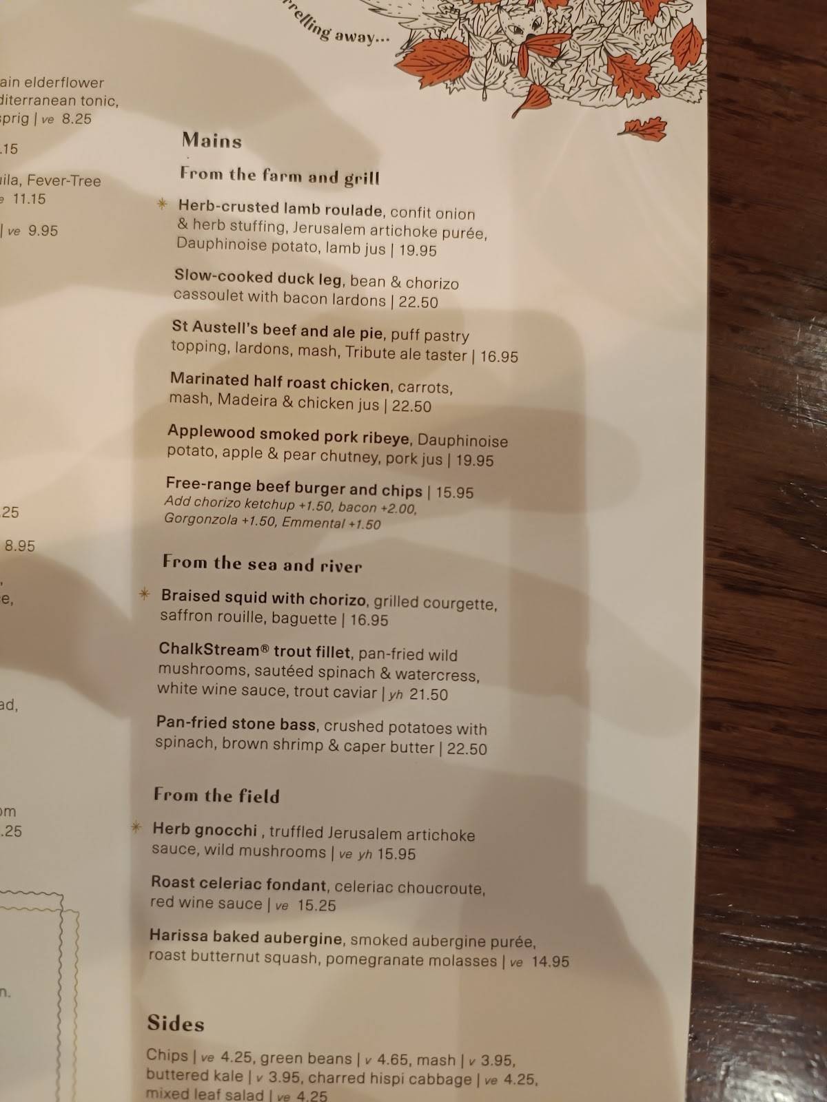 Menu at The Highwayman restaurant, Berkhamsted