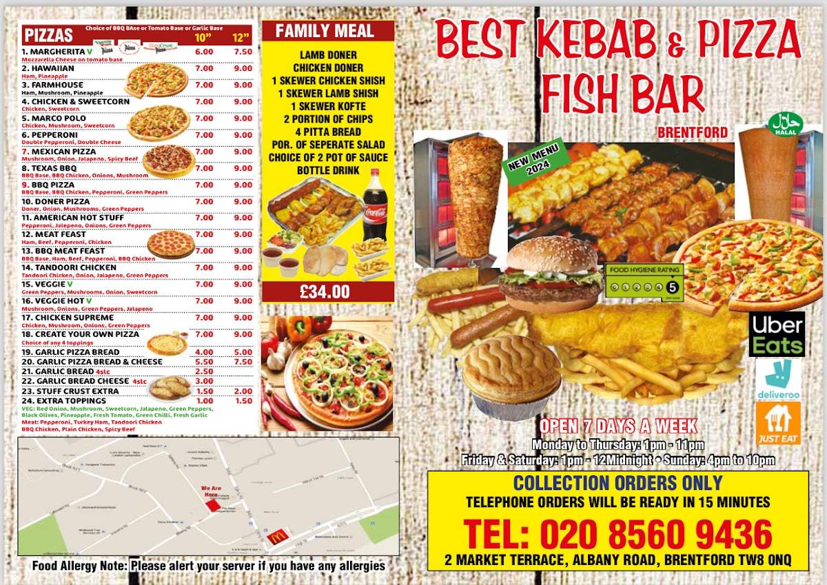 Menu at Best Kebab & Fish Bar, Brentford, 2 Market Terrace