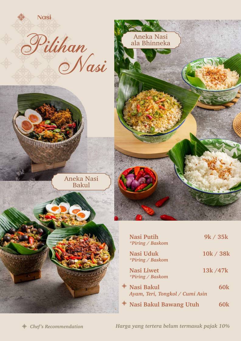 Menu at Bhinneka Indonesian Resto & Cafe, Batam