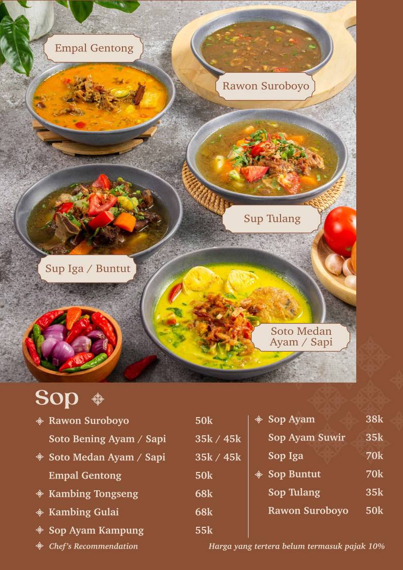 Menu at Bhinneka Indonesian Resto & Cafe, Batam