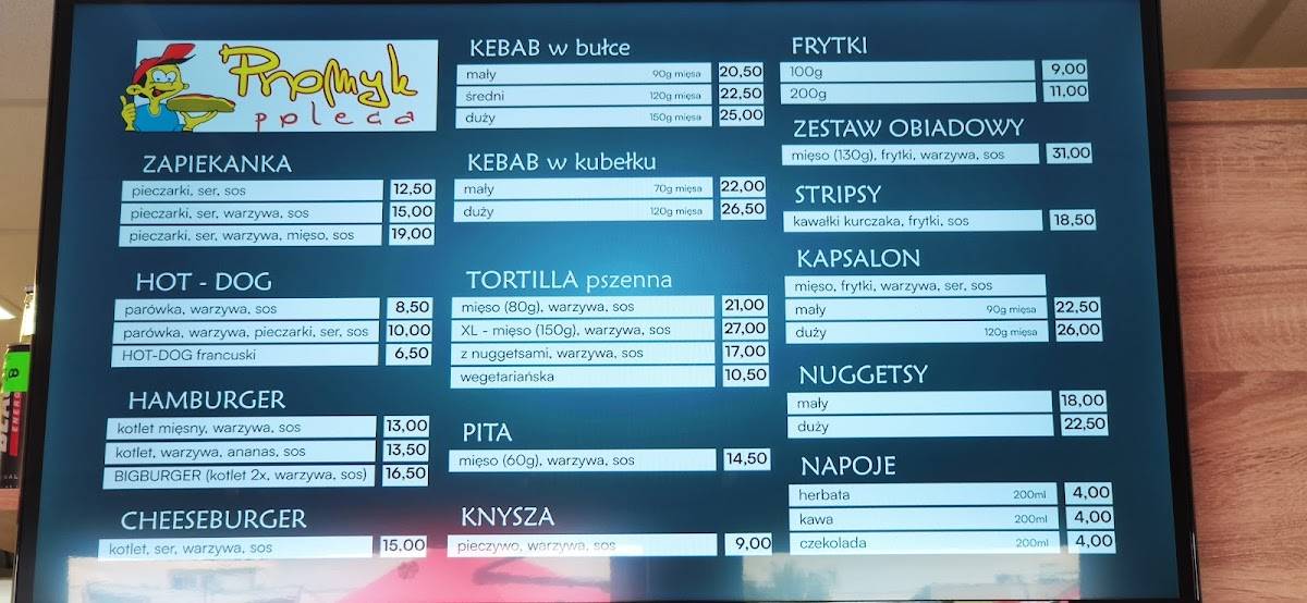 Menu at Bar Promyk, Bialystok, Upalna 3