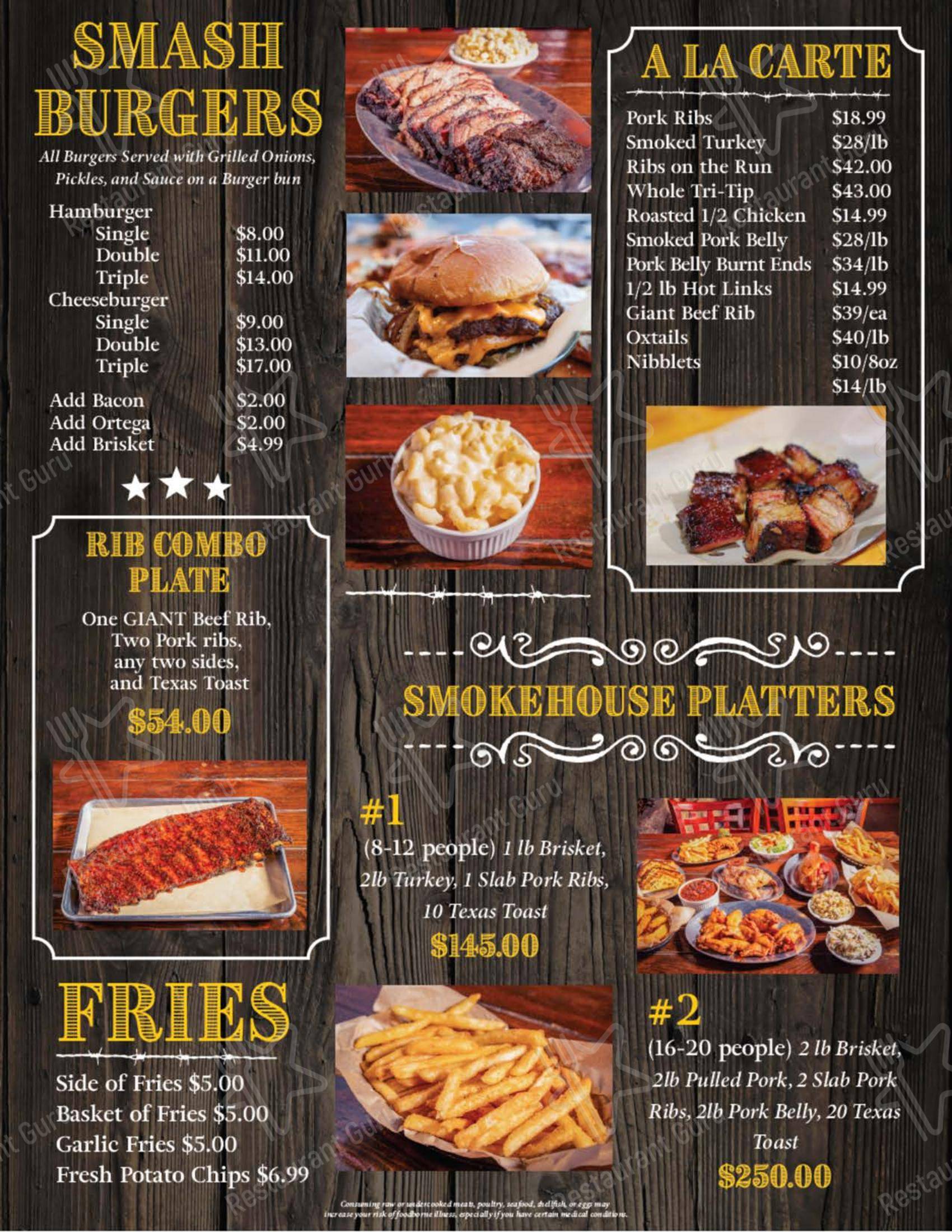 Menu at Big Bubba's Bad BBQ, Paso Robles