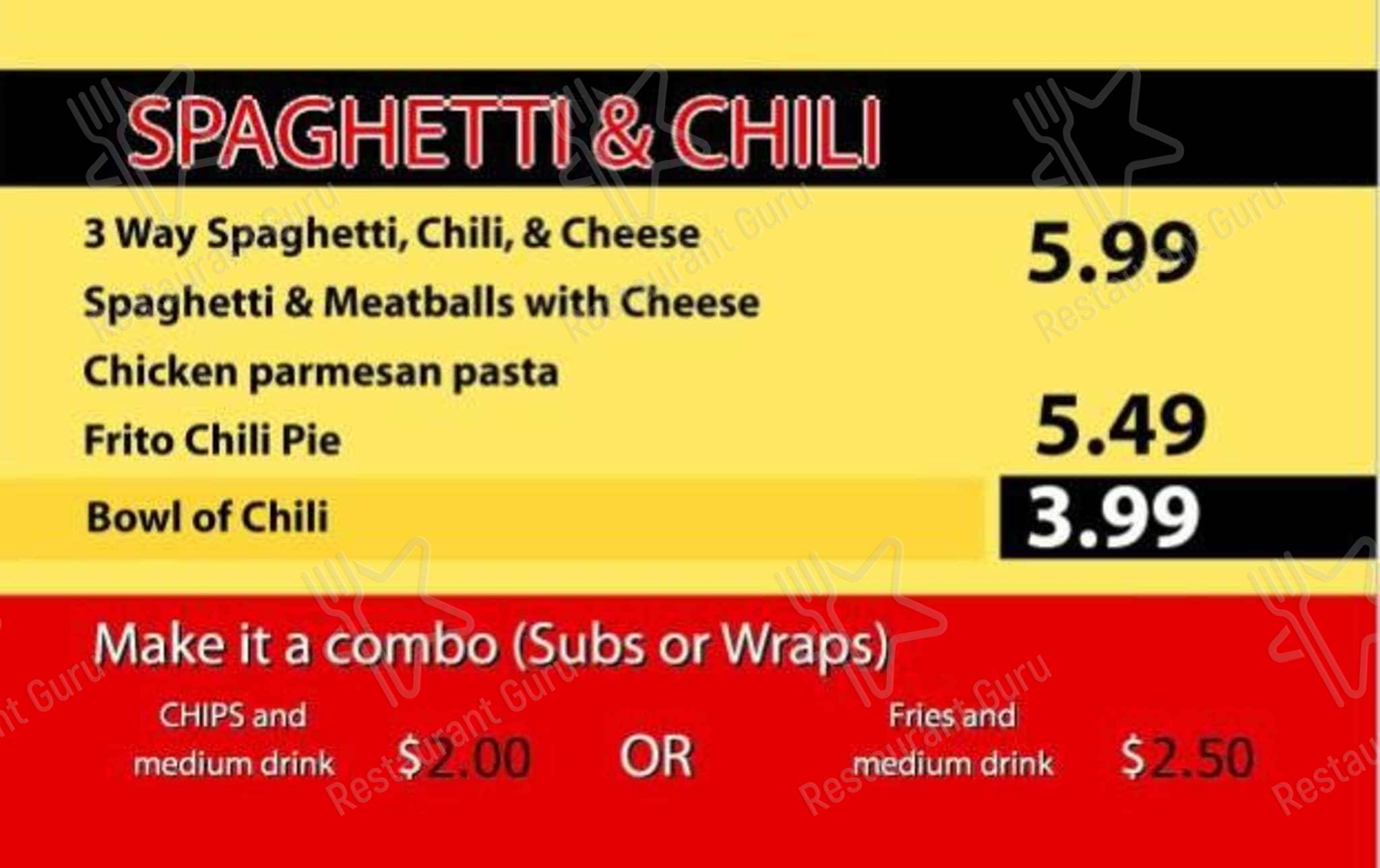 Menu at Bill & Ruth's Subs and Burgers Pryor restaurant, Pryor