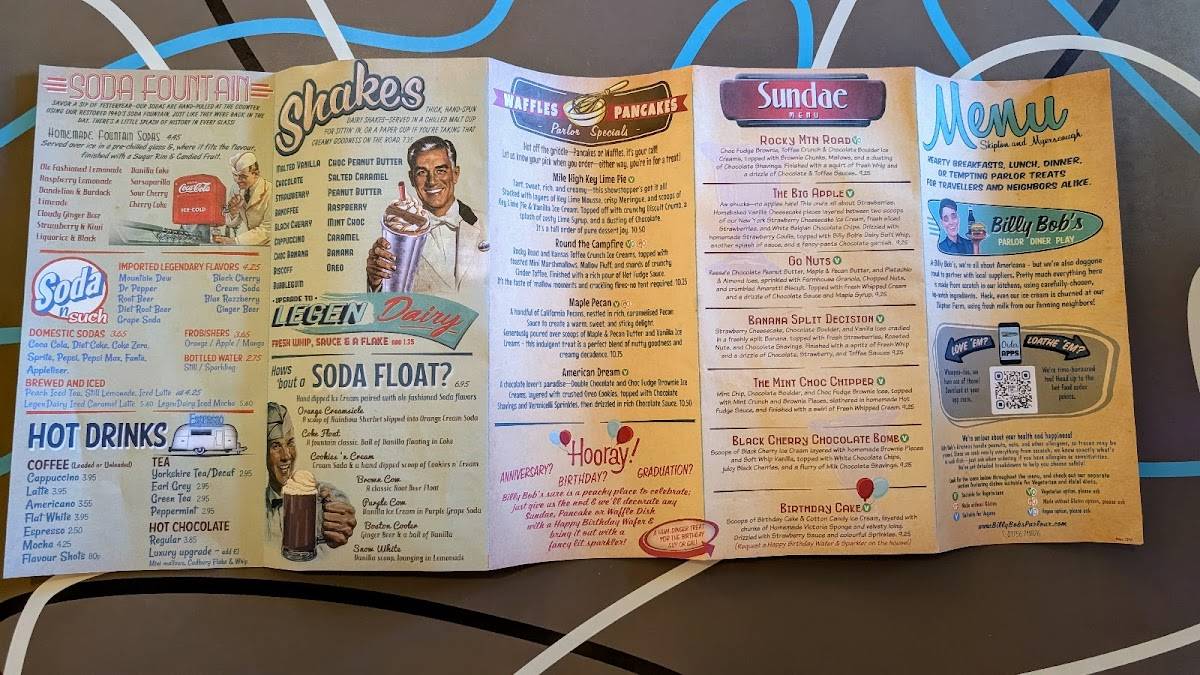 Menu at Billy Bob’s Parlour Skipton restaurant, Halton East