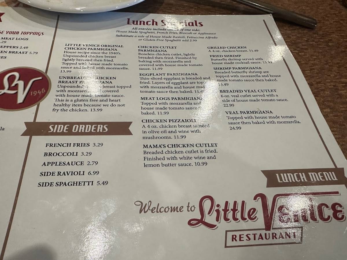 Menu at Little Venice Restaurant, Binghamton