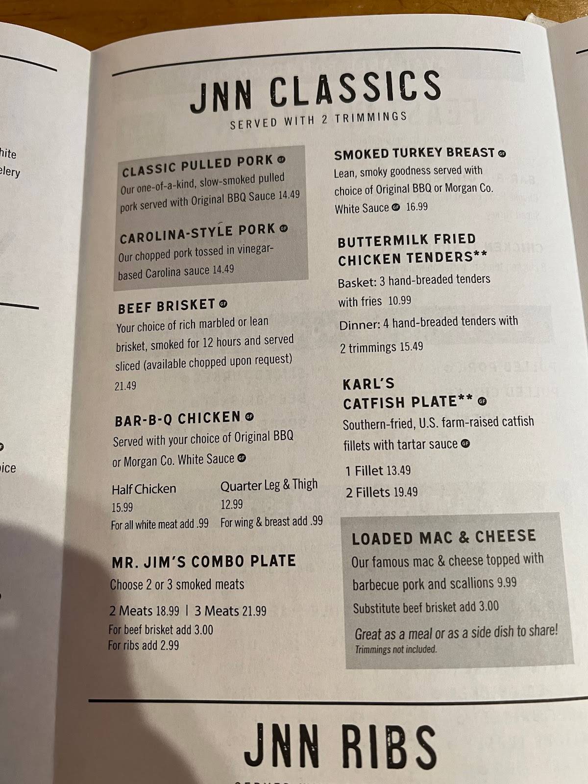 Menu at Jim 'N Nick's Bar-B-Q, Trussville, Gadsden Hwy