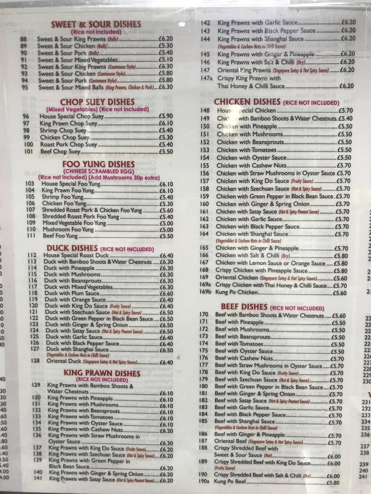 Menu at Kings Hill Chinese Takeaway fast food, Birmingham, 118 Parson's ...