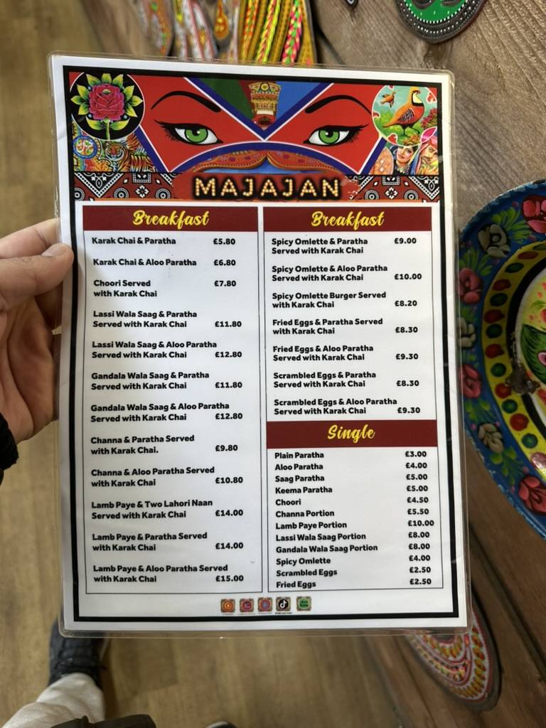 Menu at Majajan The Queen of Spice restaurant, Birmingham