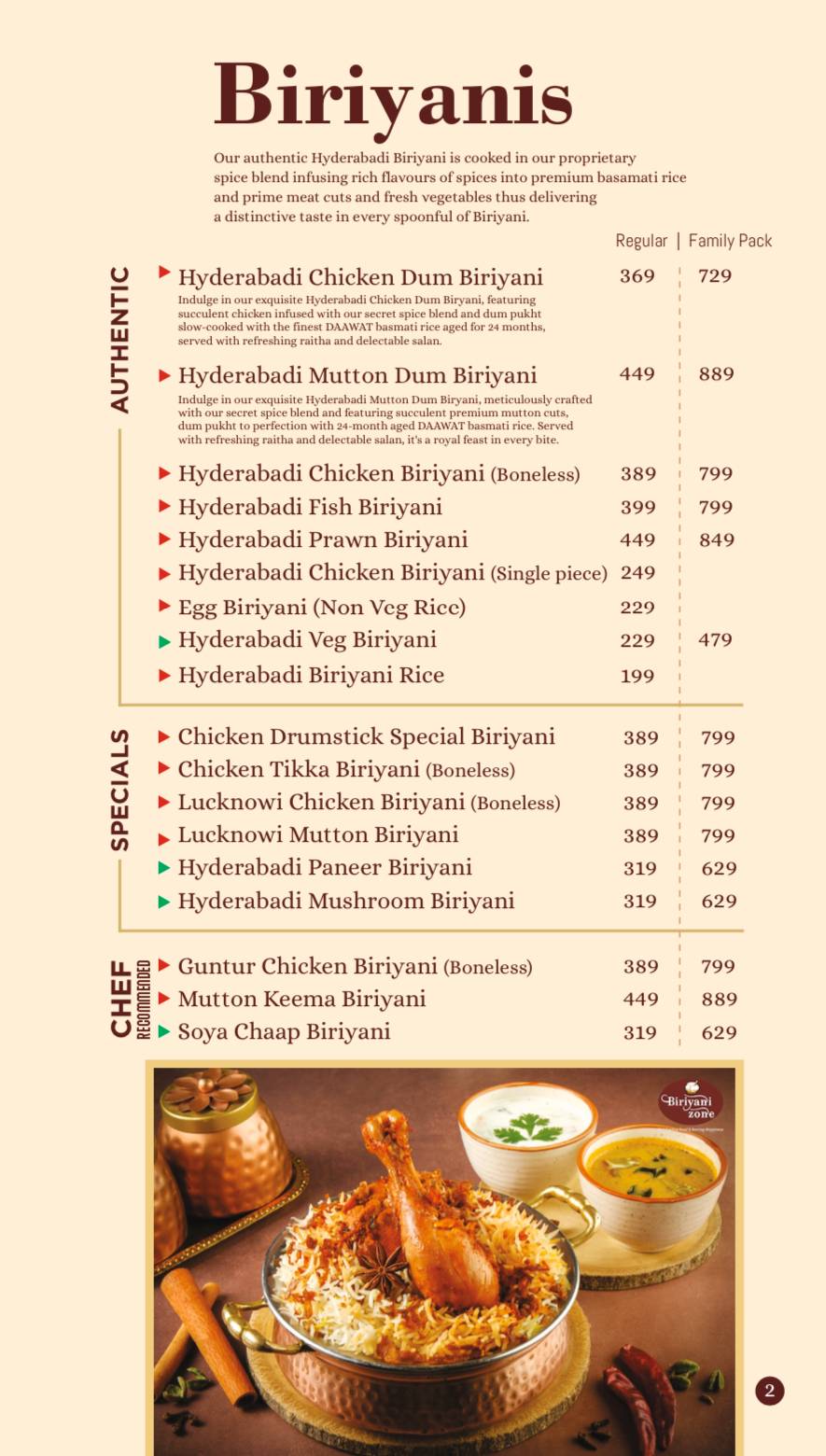 Menu at Biryani Zone, Jakkur Main Road, Hyderabadi Dum Biryani, Bengaluru