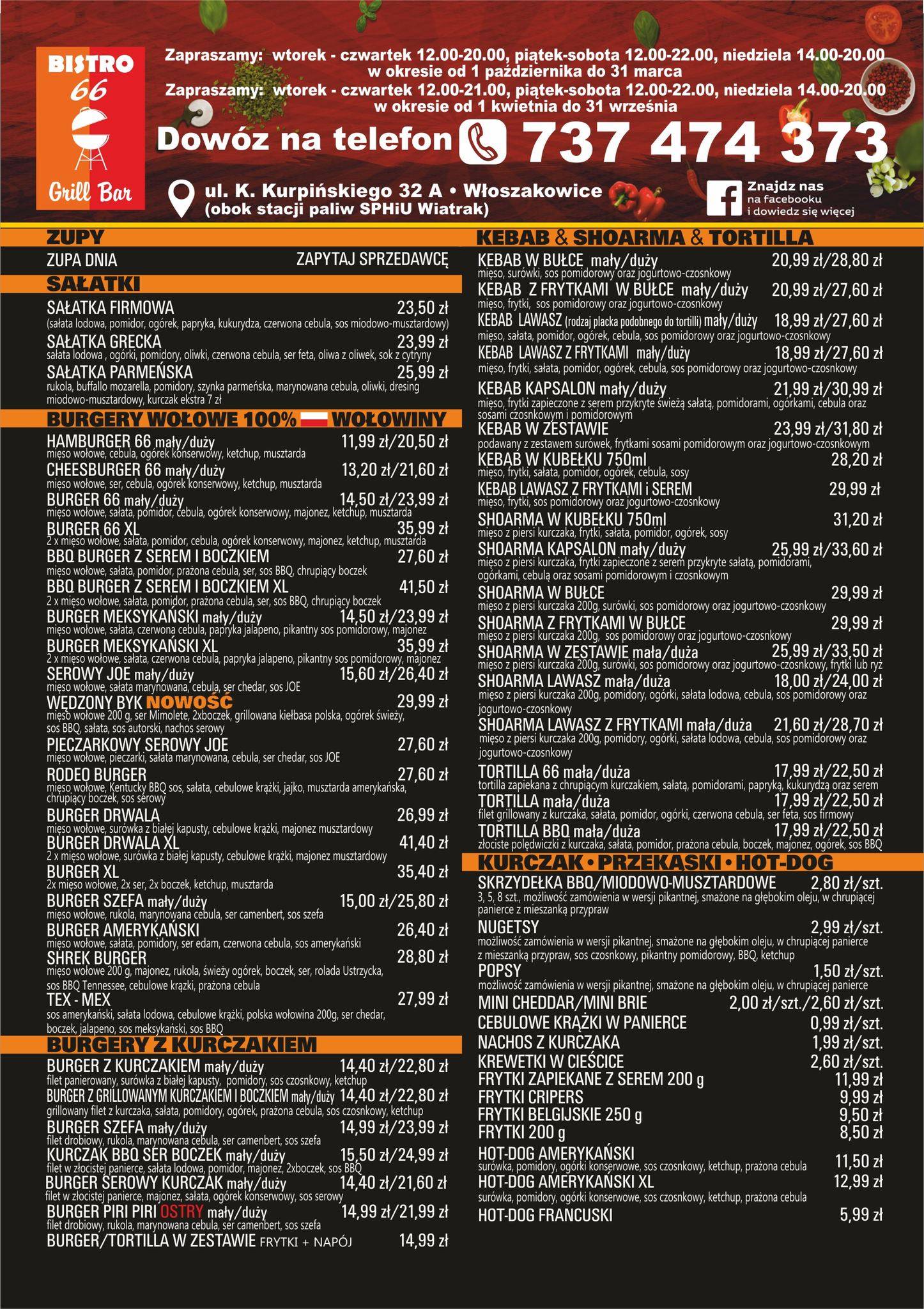 Menu at Bistro 66 Grill Bar, Poland