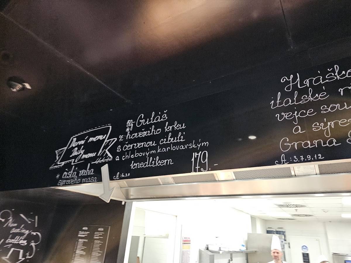Menu at Bistro Hala cafeteria, Prague