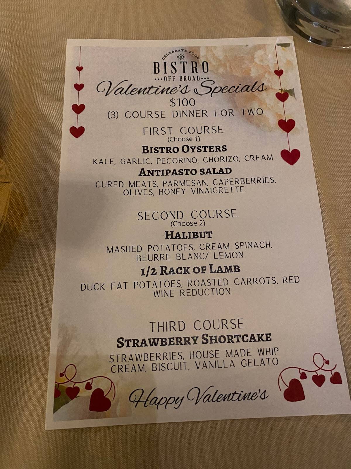Menu at Bistro Off Broad pub & bar, Winder