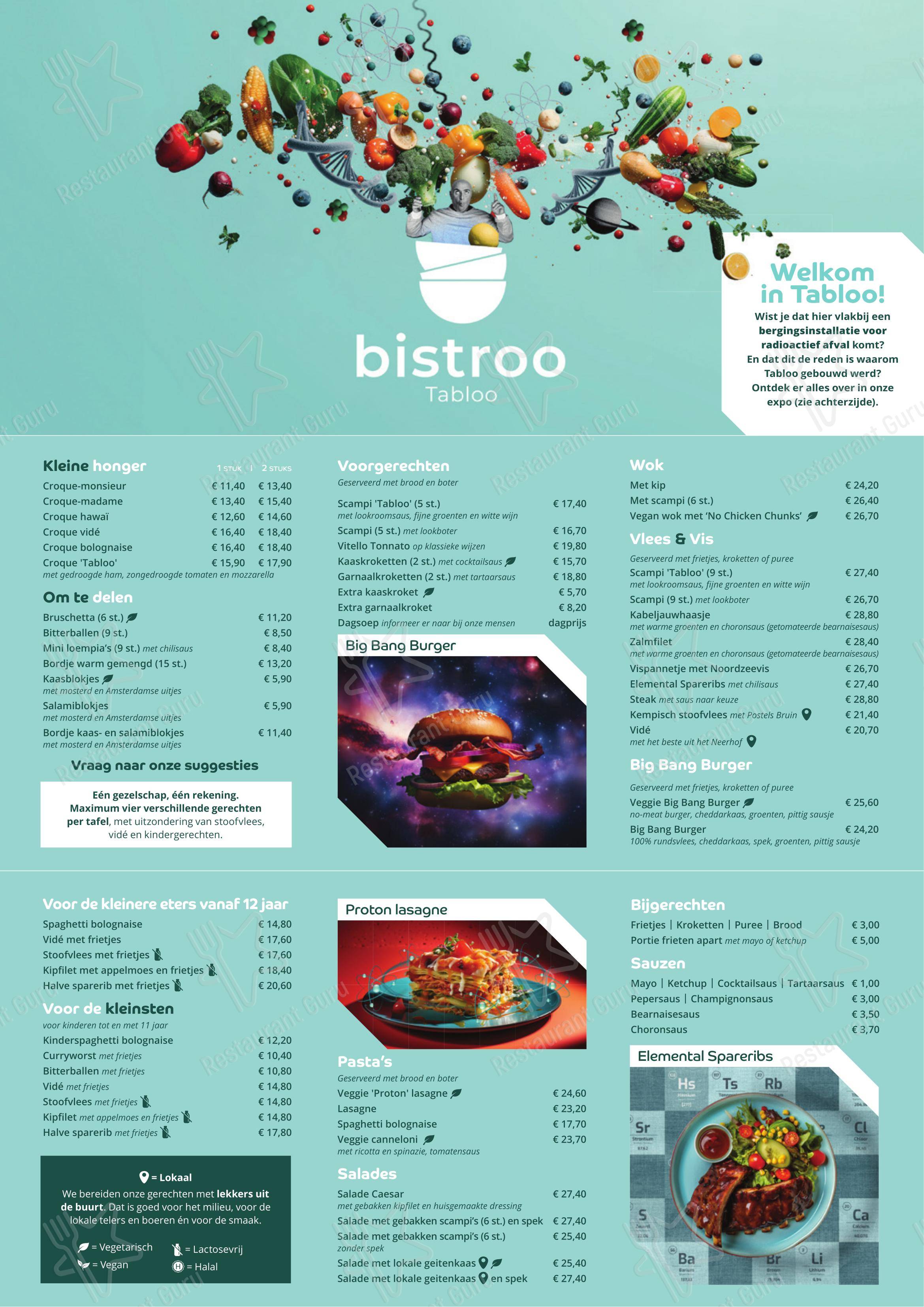 Menu at Bistroo Tabloo, Dessel