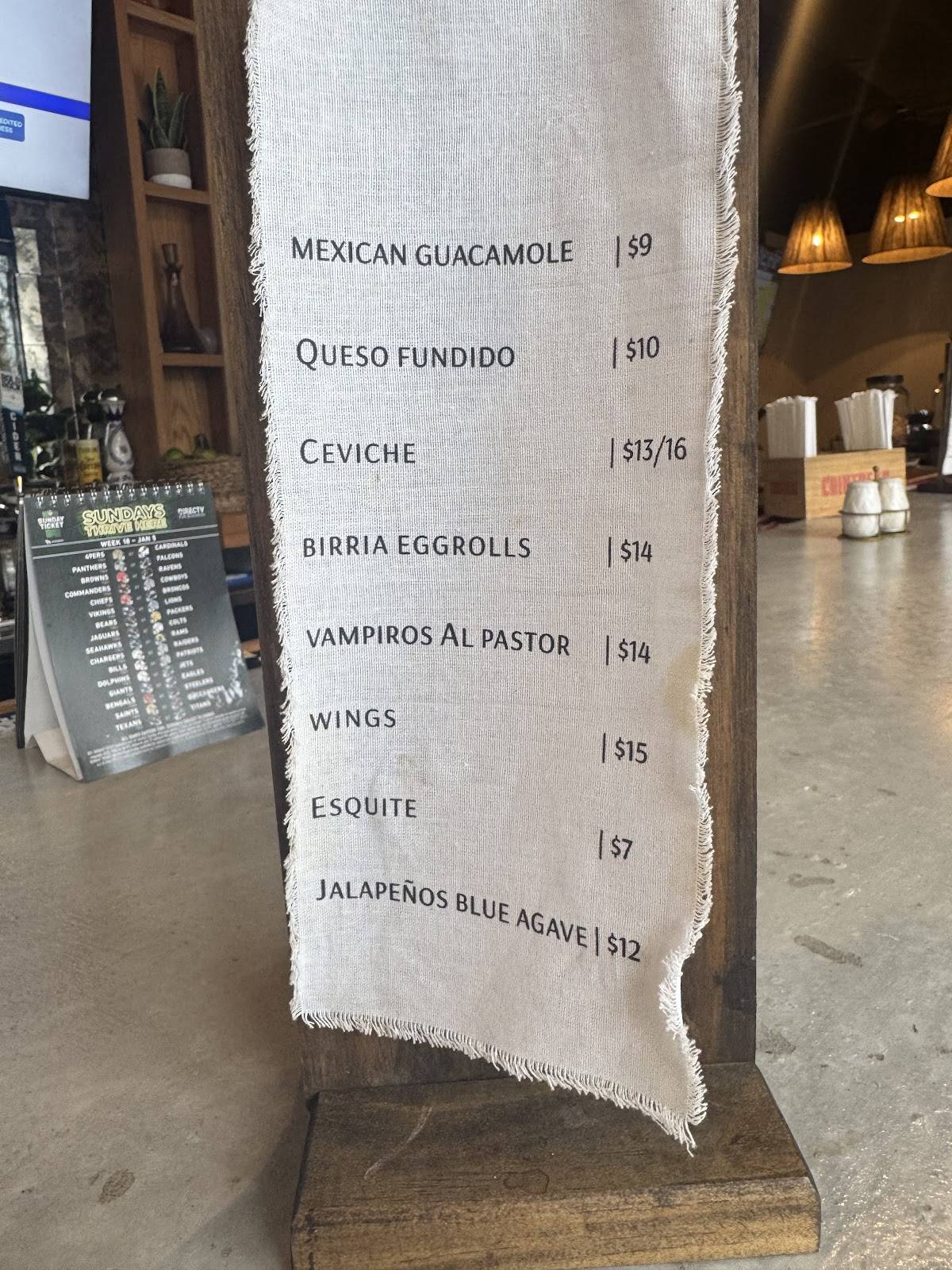 Menu at Blue Agave restaurant, Douglasville, Chapel Hill Rd