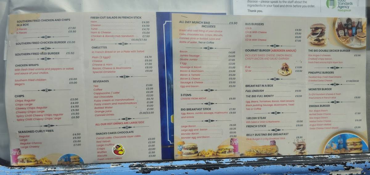 Menu at Blue Bus - Food 24/7 cafe, Grays