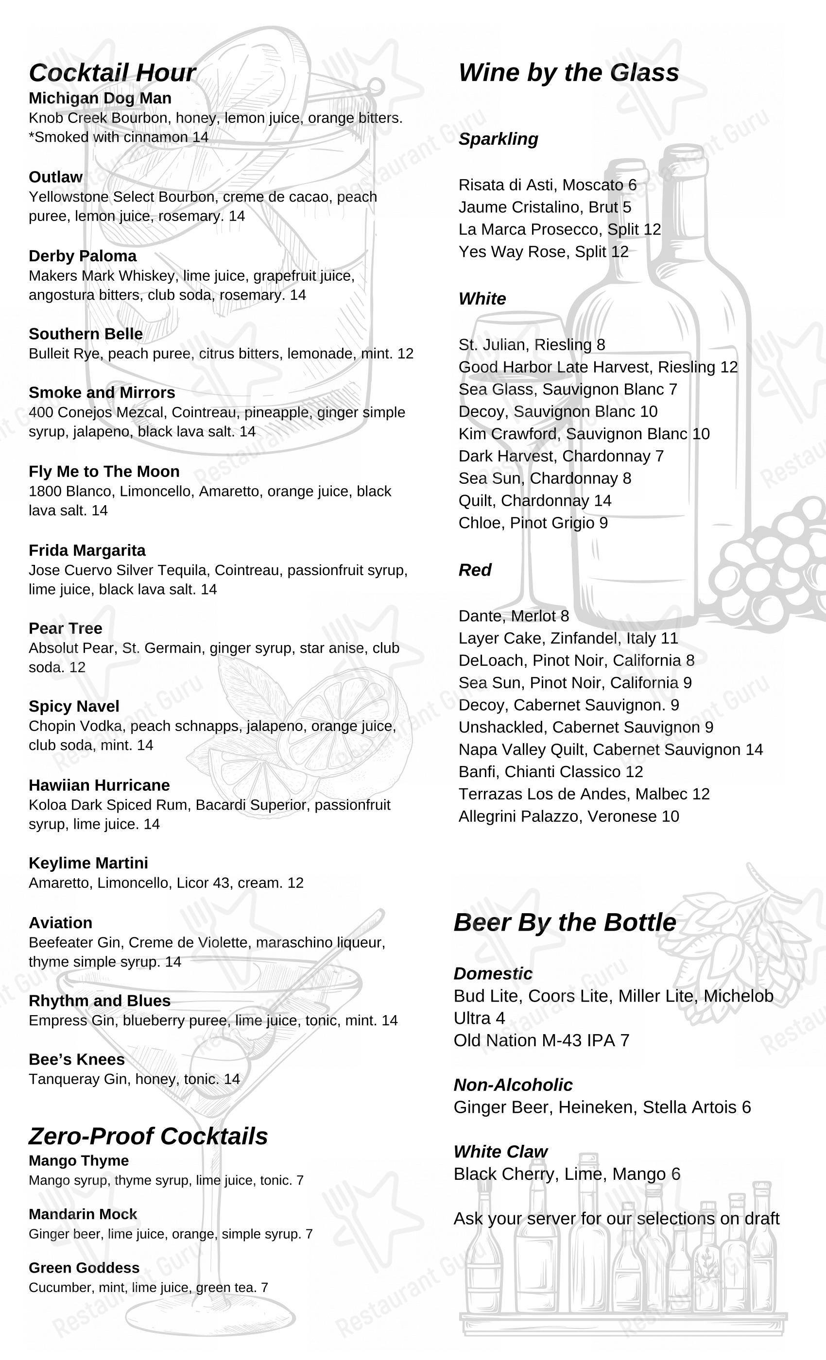 Menu at Blue Cow pub & bar, Big Rapids