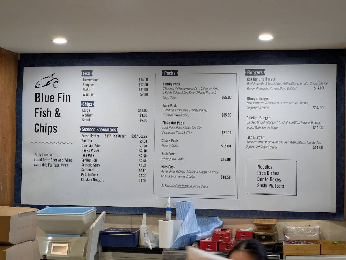 Menu at Blue Fin Blairgowrie restaurant, Blairgowrie