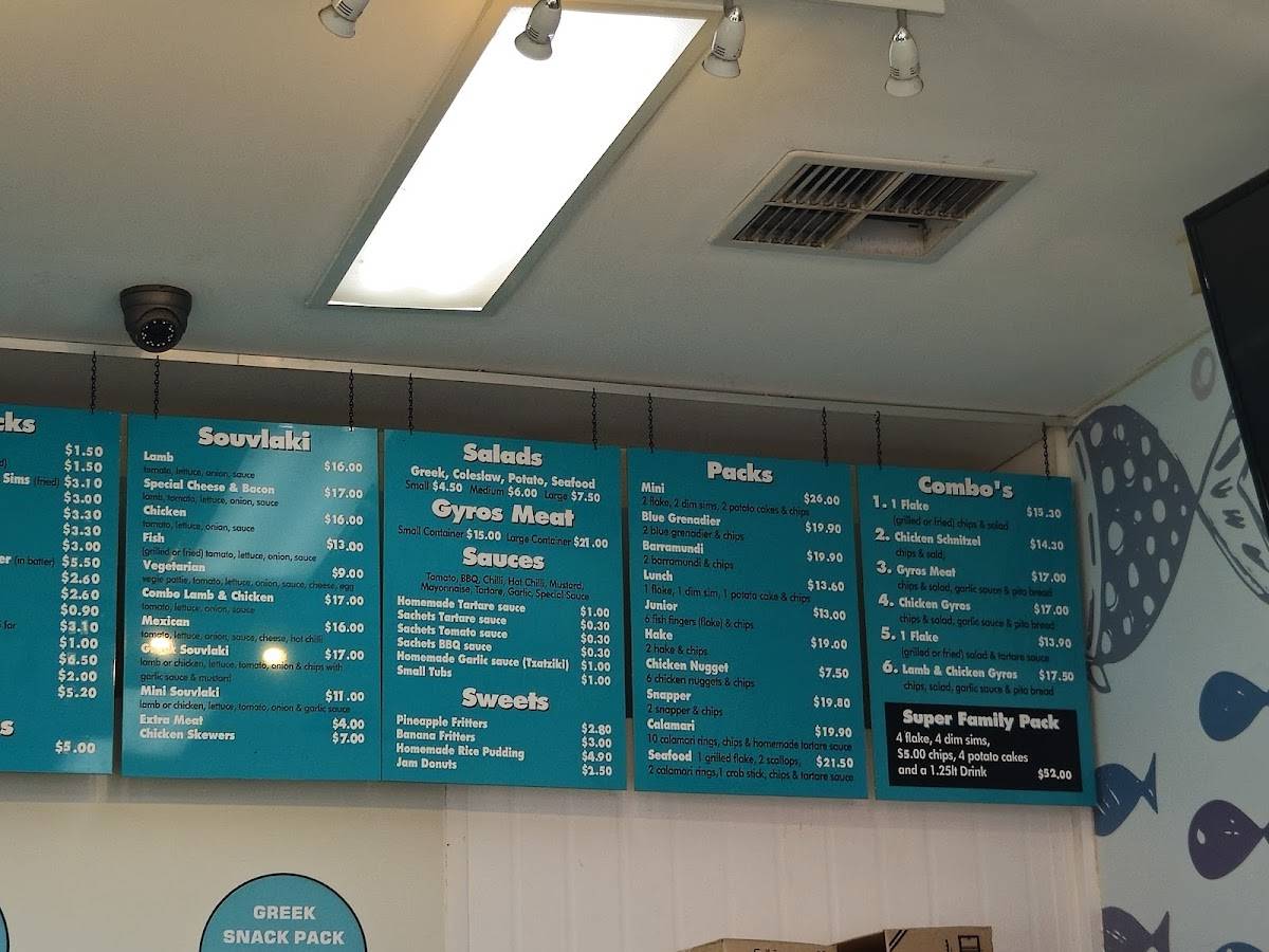 Menu at Blue Ocean Fish & Chippery fast food, Cranbourne North