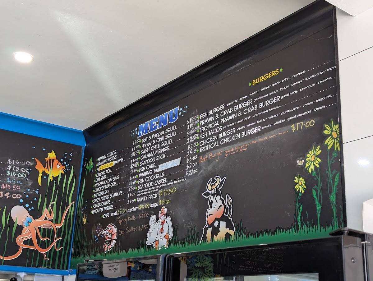 Menu at Blue Water Seafoods fast food, Narooma