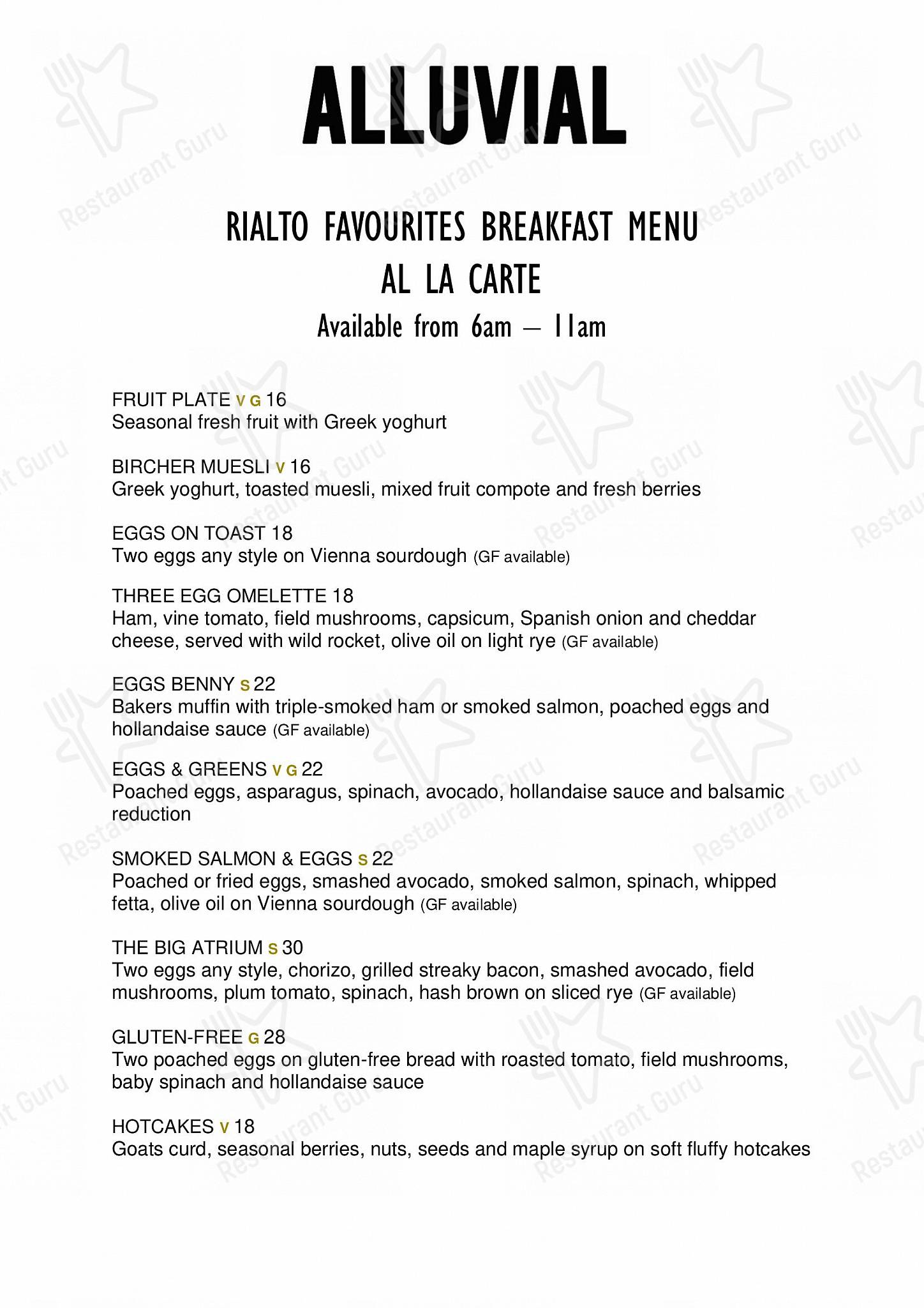 Menu at Bluestone Bar, Melbourne