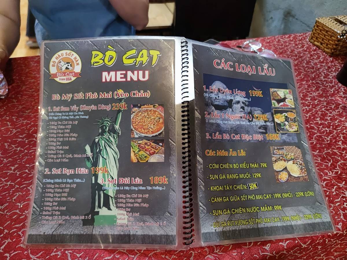 Menu at Bò Cat - Bò nướng chảo, bò sốt phô mai ngon chất lượng tại vũng ...