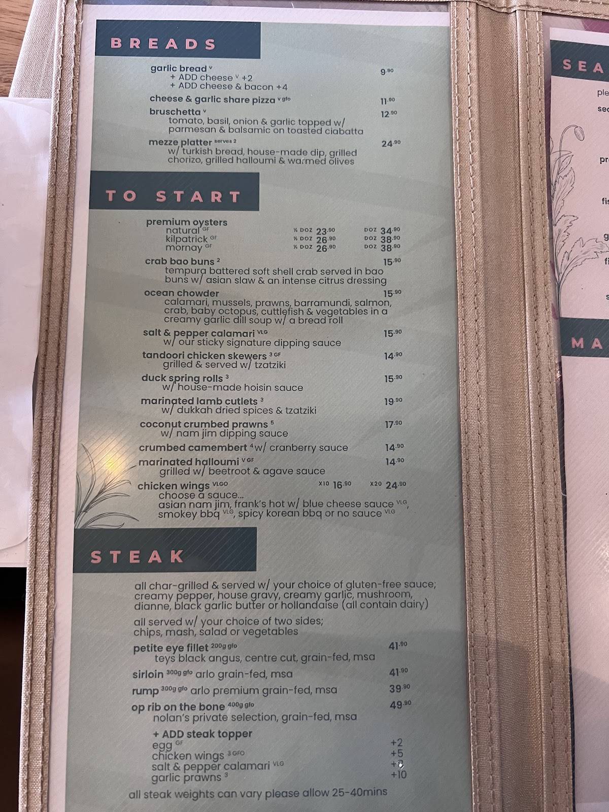 Menu at Boardwalk Tavern restaurant, Hope Island, Shopping Centre
