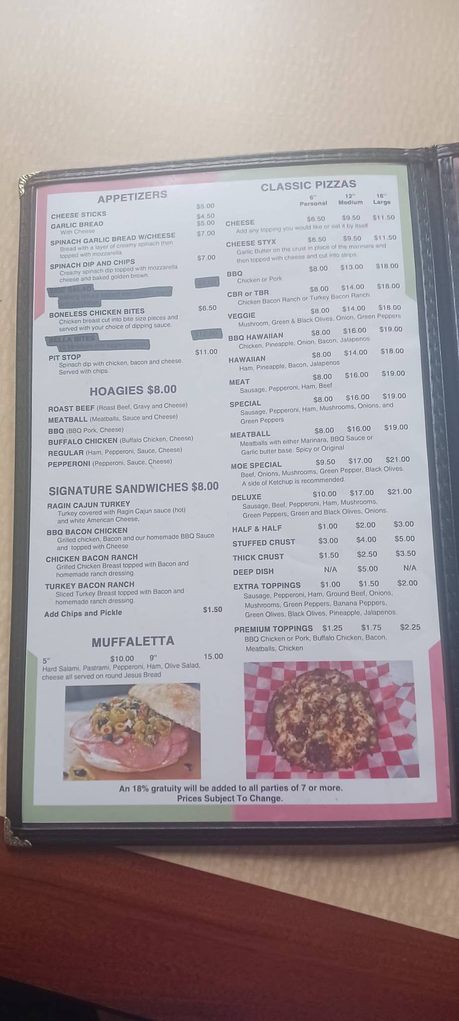 Menu at Ya Ya’s Pizza pizzeria, Sardis City
