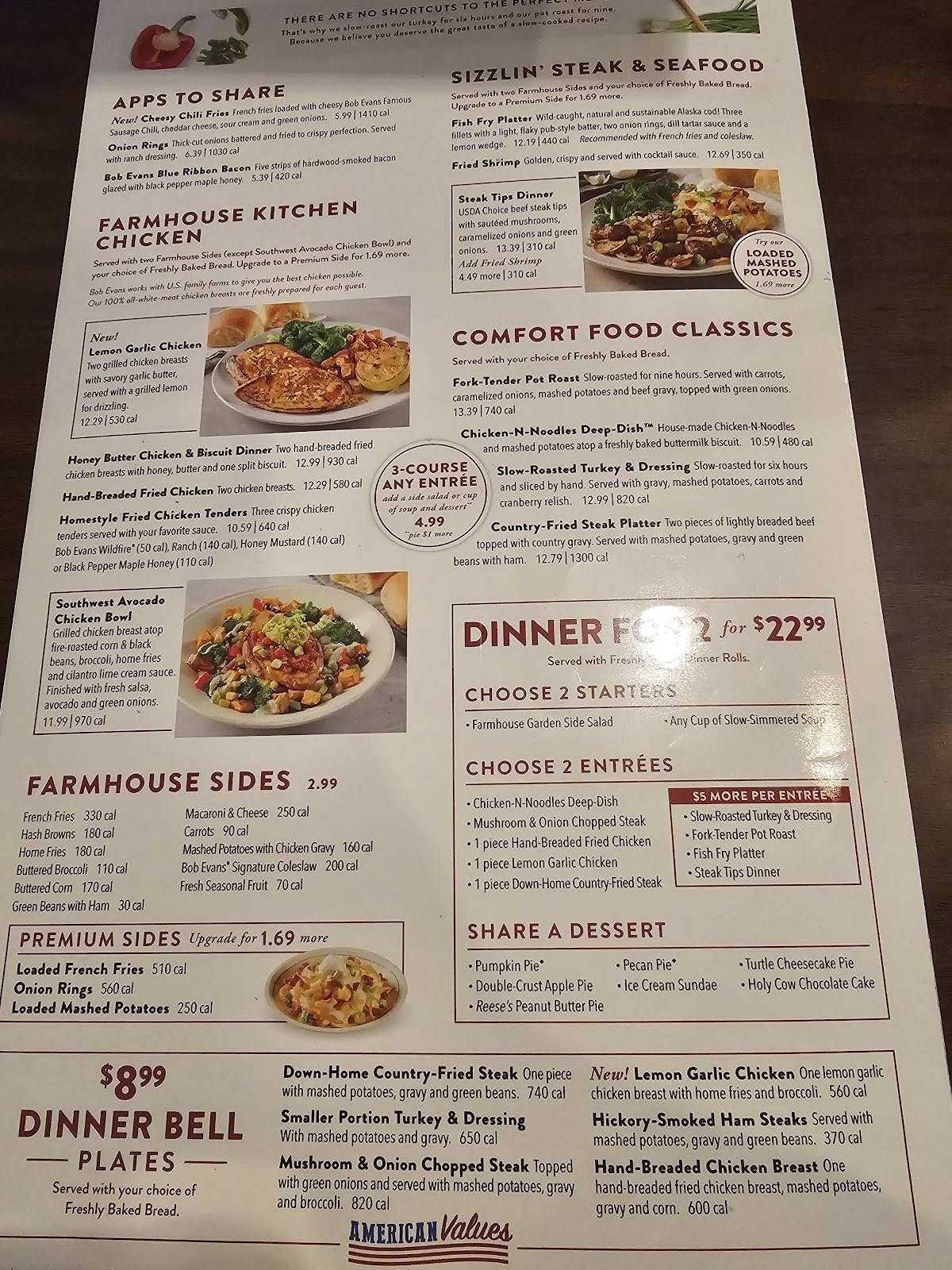 Menu at Bob Evans restaurant, Somerset, S Hwy 27