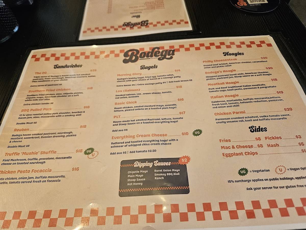 Menu at Bodega on High restaurant, Berwick