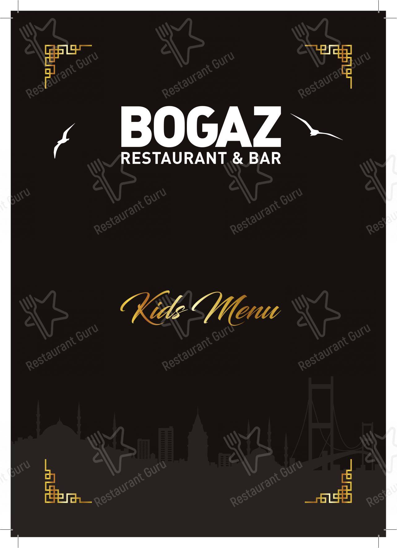 Menu at Bogaz Turkish Restaurant, Rayleigh