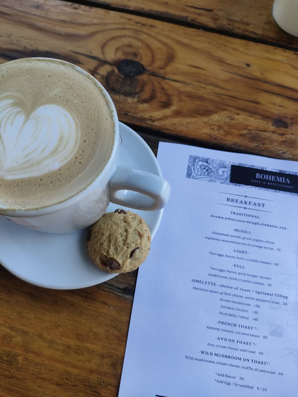 Menu at Bohemia restaurant, Benoni