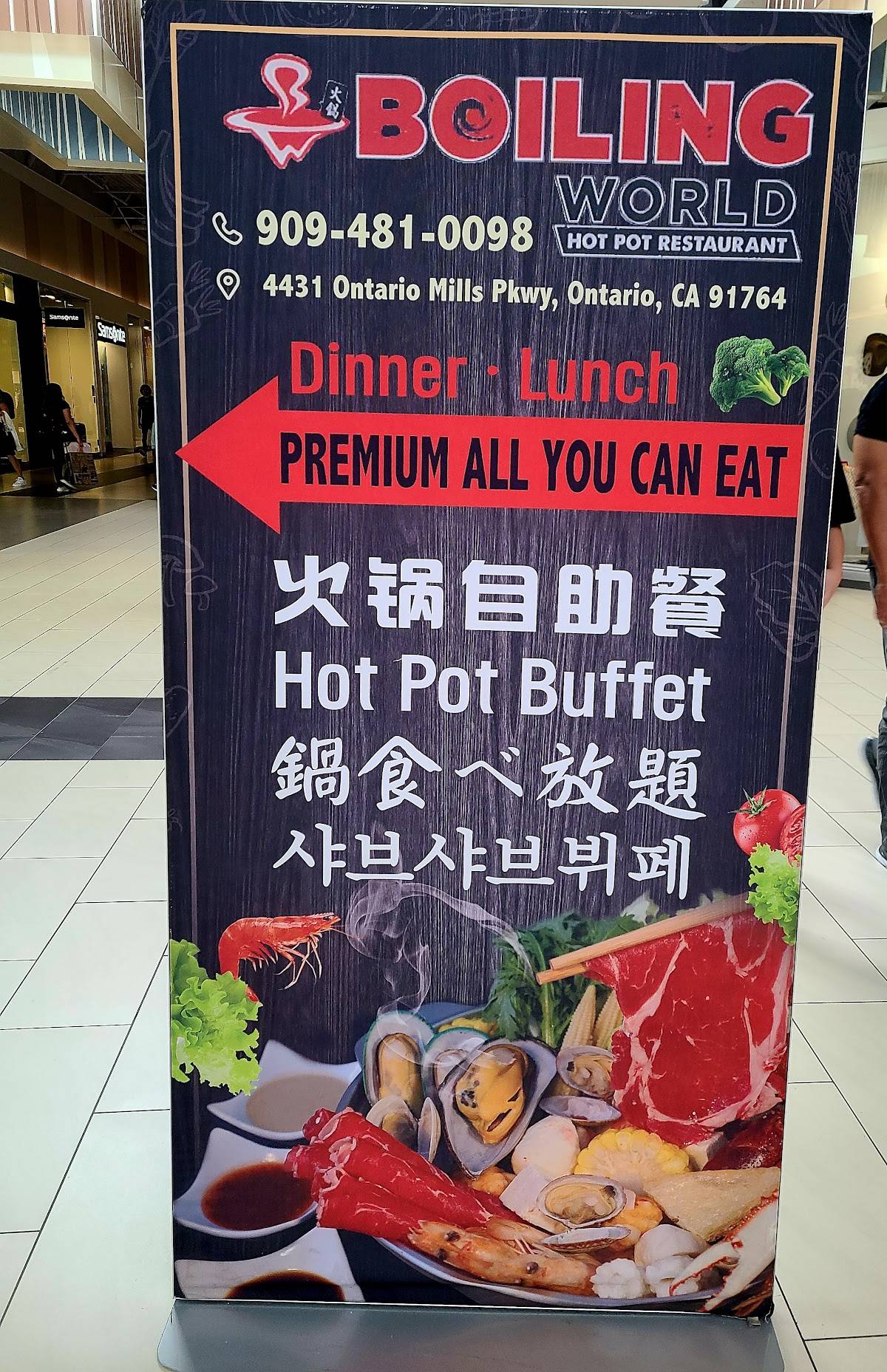 Menu at Boiling World restaurant, Ontario