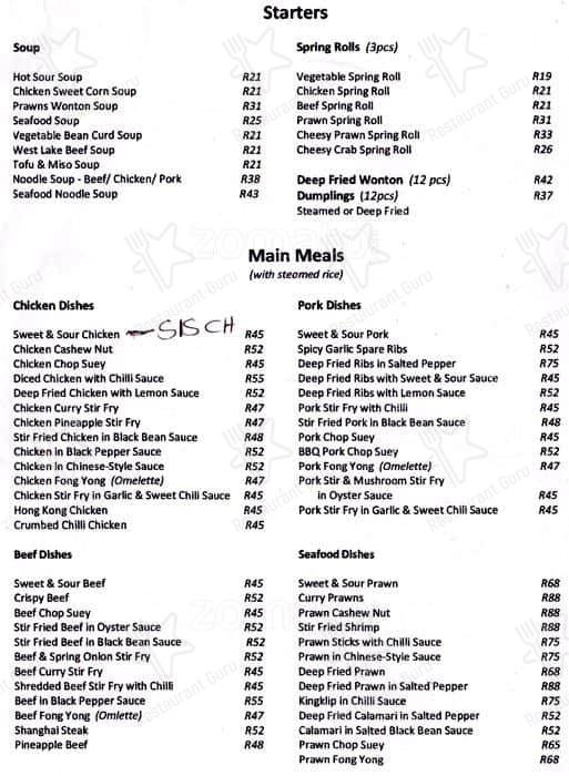 Menu at Be Happy Chinese Takeaway restaurant, Boksburg
