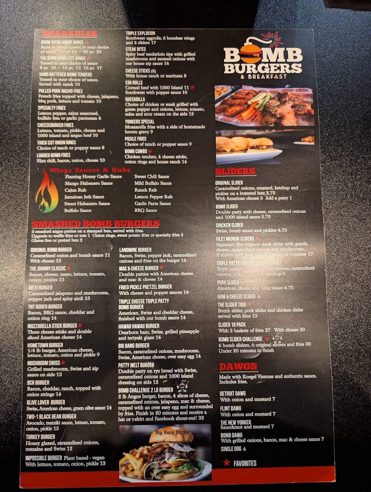 Menu at BombBurgers & Breakfast restaurant, Imlay City