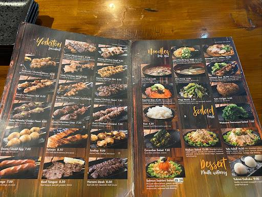 Menu at Bonjiri Yakitori Bar, Auckland