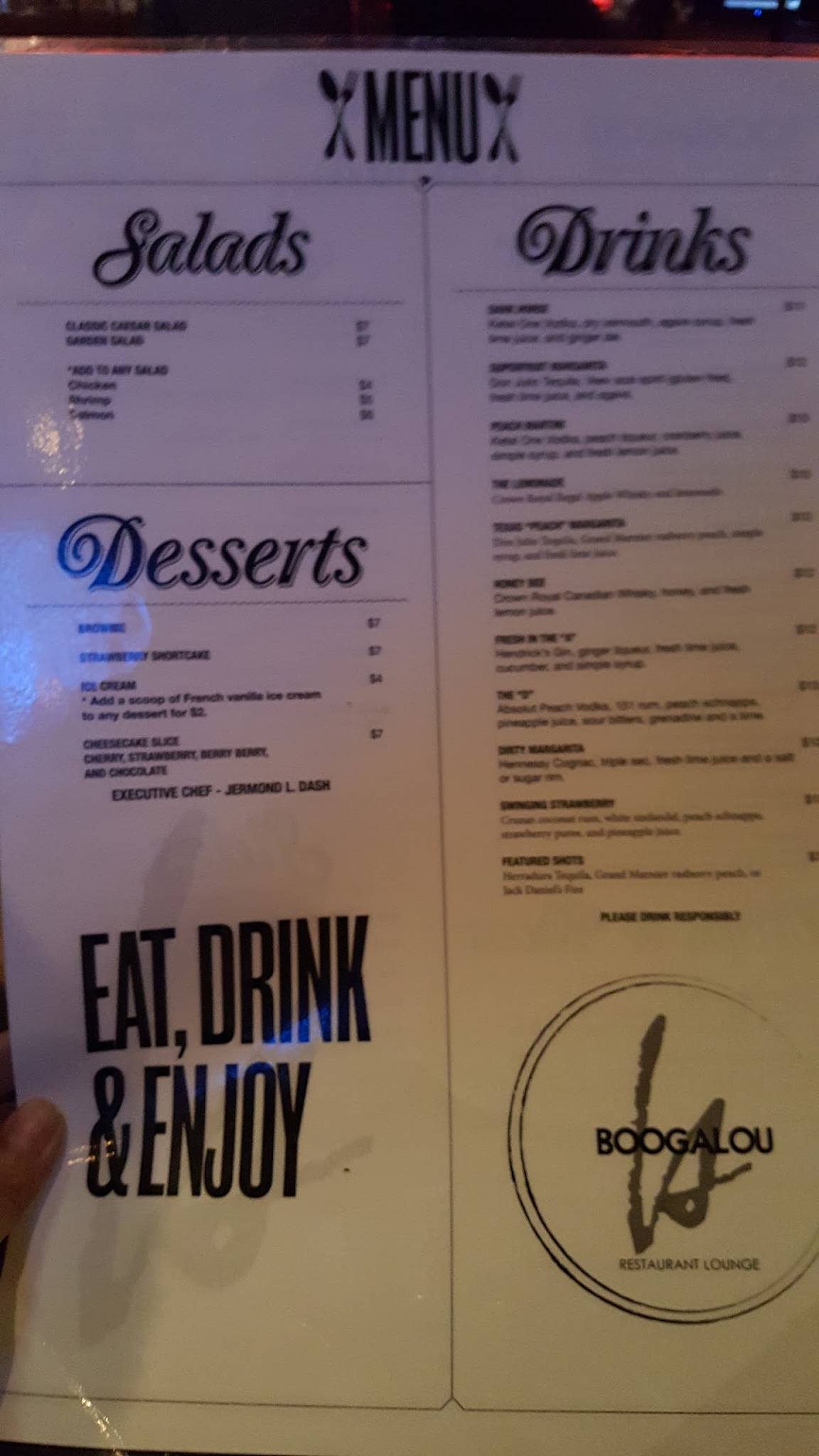 Menu at Boogalou Restaurant & Lounge, Atlanta