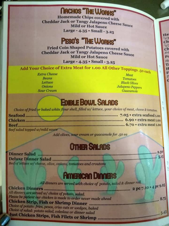 Menu at Border Fare Restaurant, Harlan