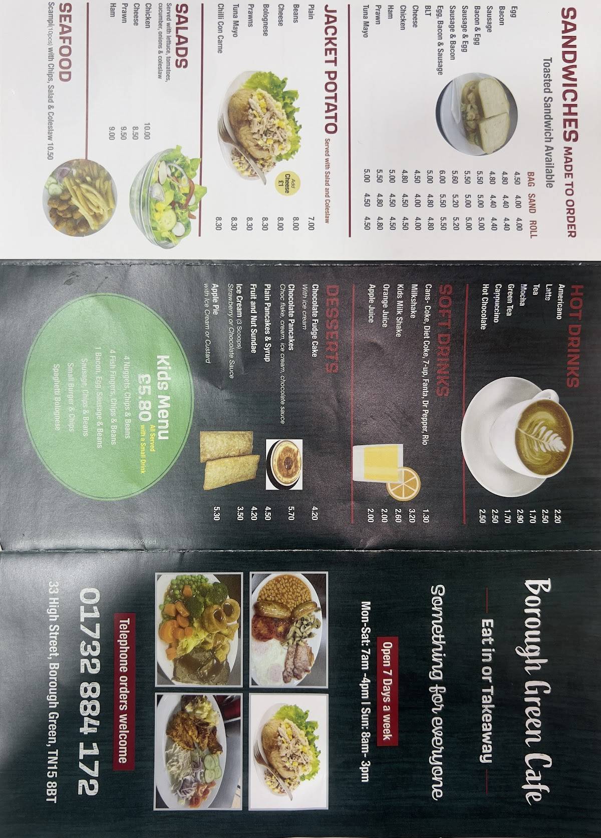 Menu at Borough Green Cafe, Stansted
