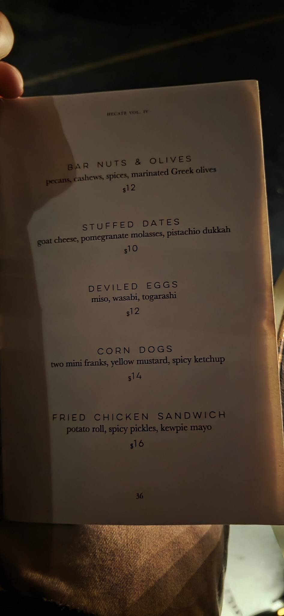 Menu at Hecate pub & bar, Boston