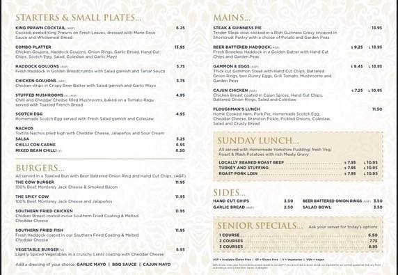 Menu at The Spotted Cow pub & bar, Bradford, 122 Whitehall Rd
