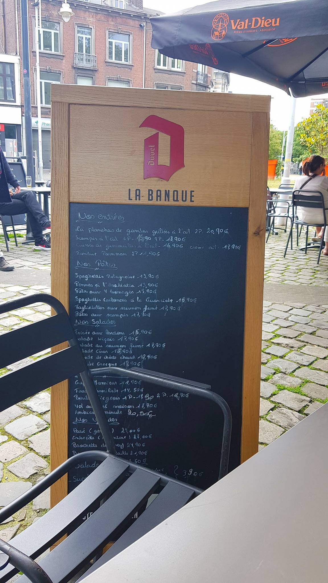 Menu at Brasserie La Banque, Liège