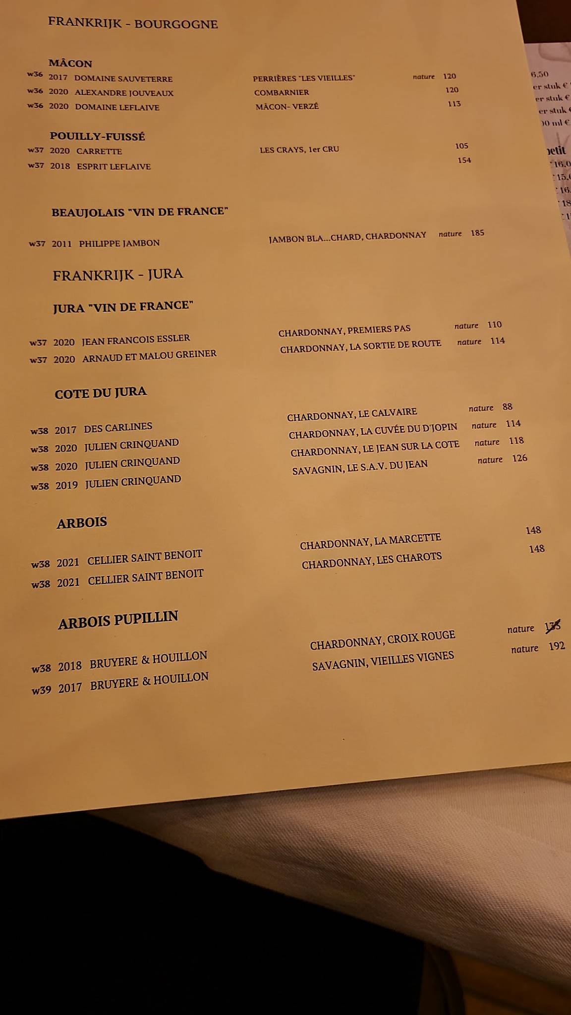 Menu at Brasserie & Wijnbar Lalou, Delft