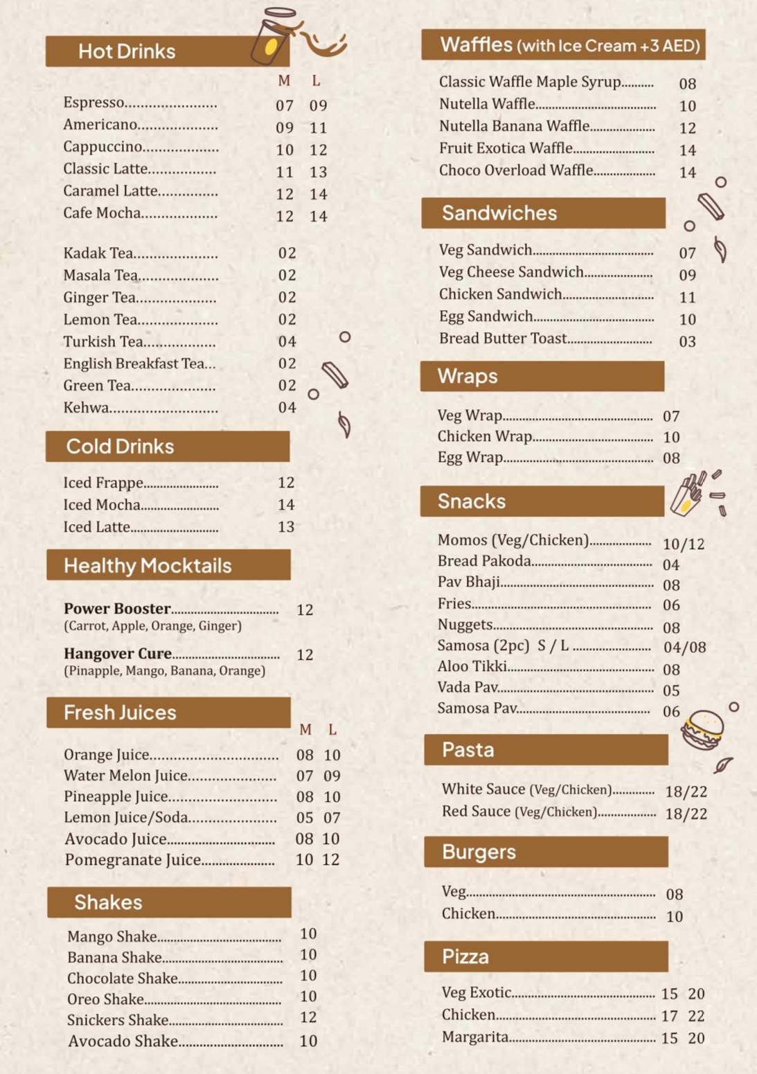Menu at Brew Queen Cafe, Dubai