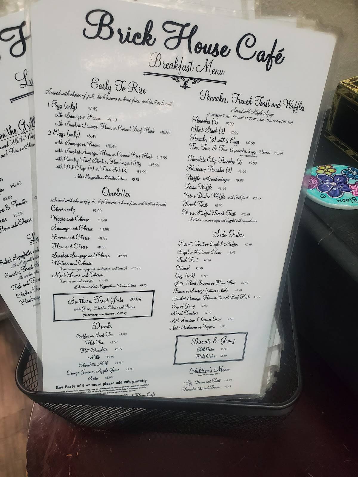Menu at Brick House Cafe, Plant City, 206 S Evers St