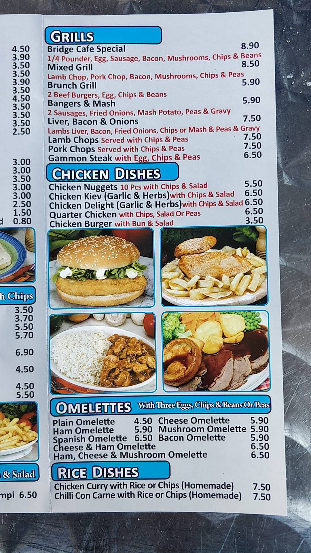 Menu at Bridge Road Cafe, Farnborough