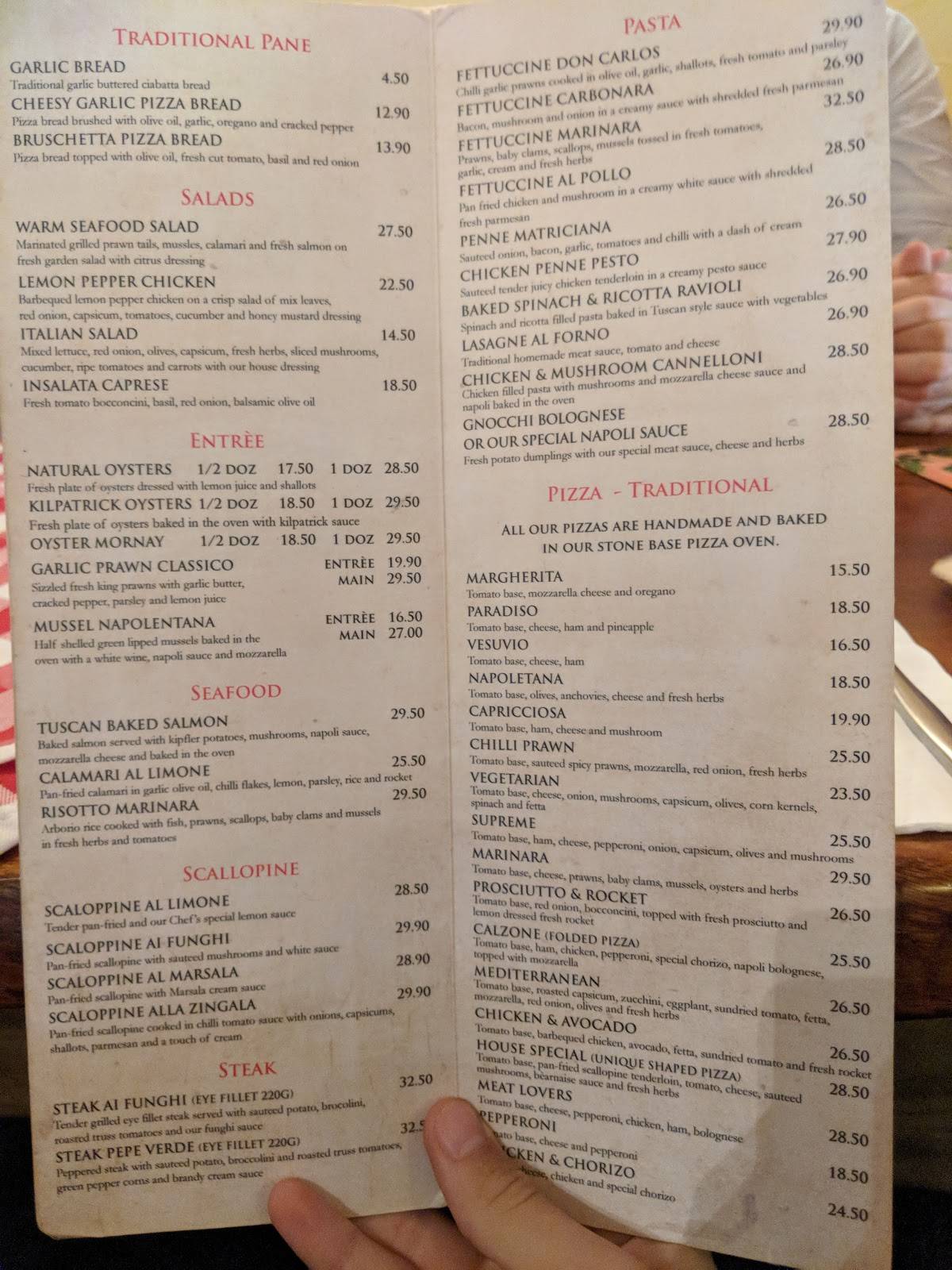 Menu at Marinara Restaurant, Hawthorne